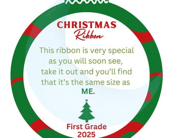 Kindergarten Holiday Christmas Ribbon Gift Tag Printable Kids Christmas ...