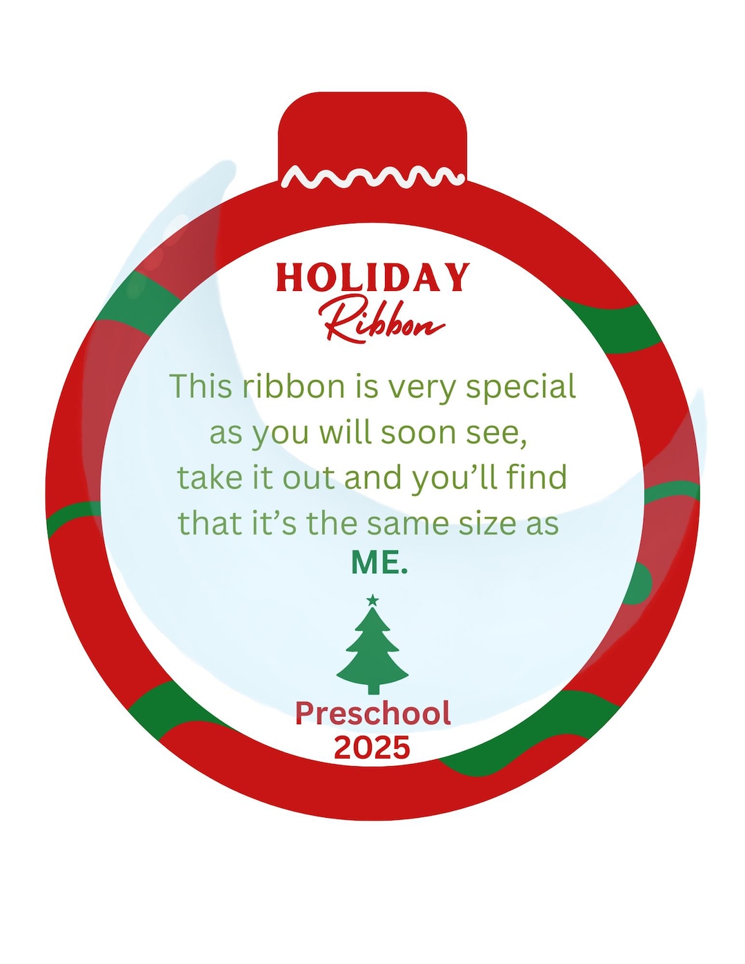 Preschool Christmas Ribbon Gift Tag Printable Kids Christmas Ribbon ...