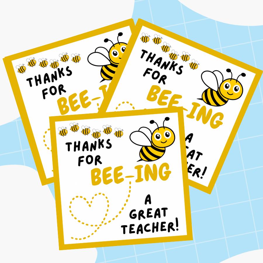Thanks for Beeing a Great Teacher, Teacher Gift Tag, End of Year Gift ...