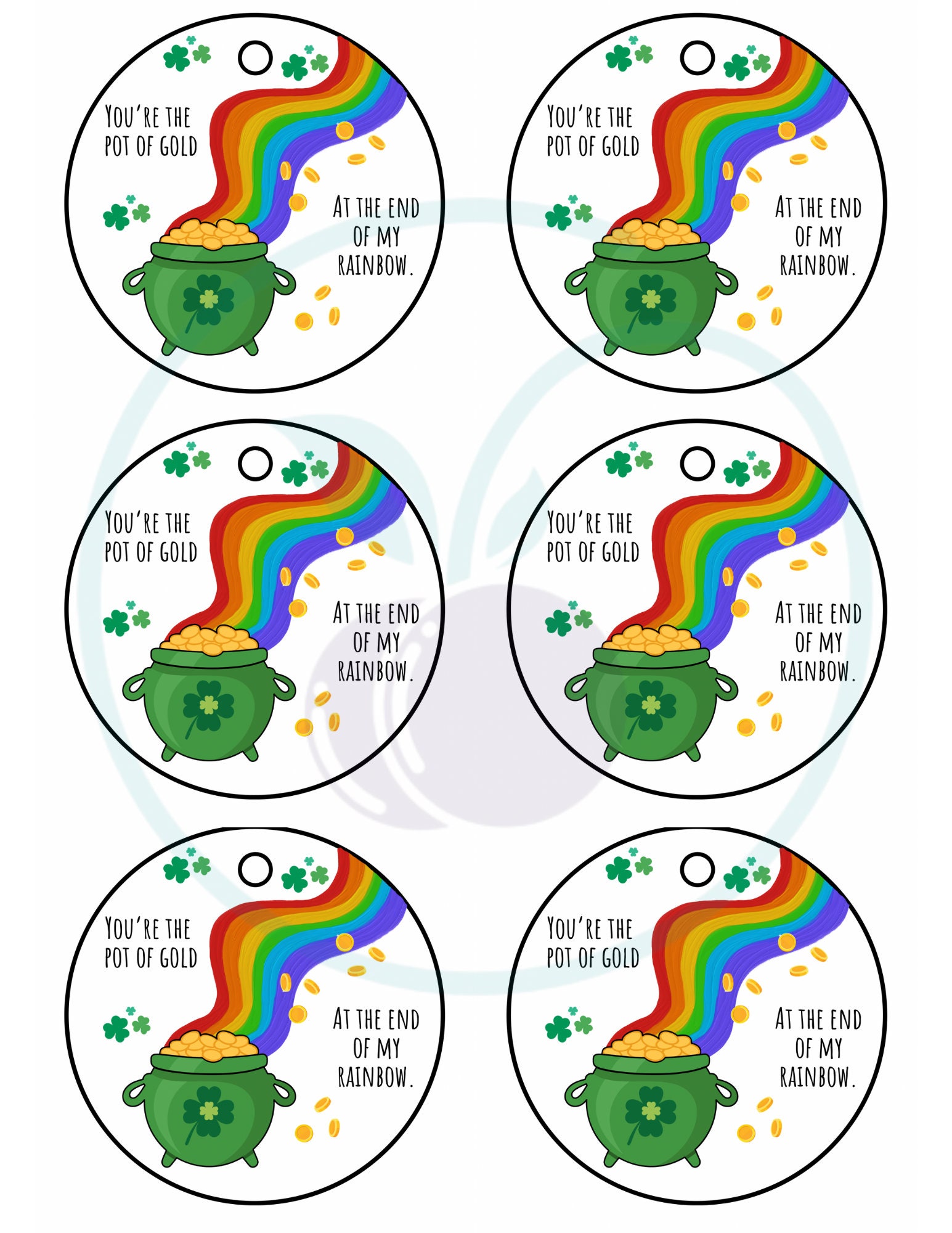You’re the Pot of Gold, End of Rainbow, Sticker, Tag, Teacher Gift ...