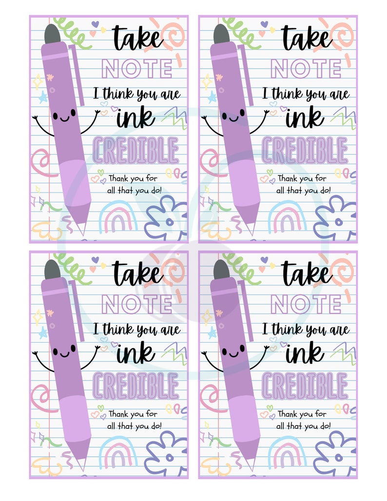 Teacher Appreciation Gift Tag Take Note Inkcredible Teacher Marker Pen ...