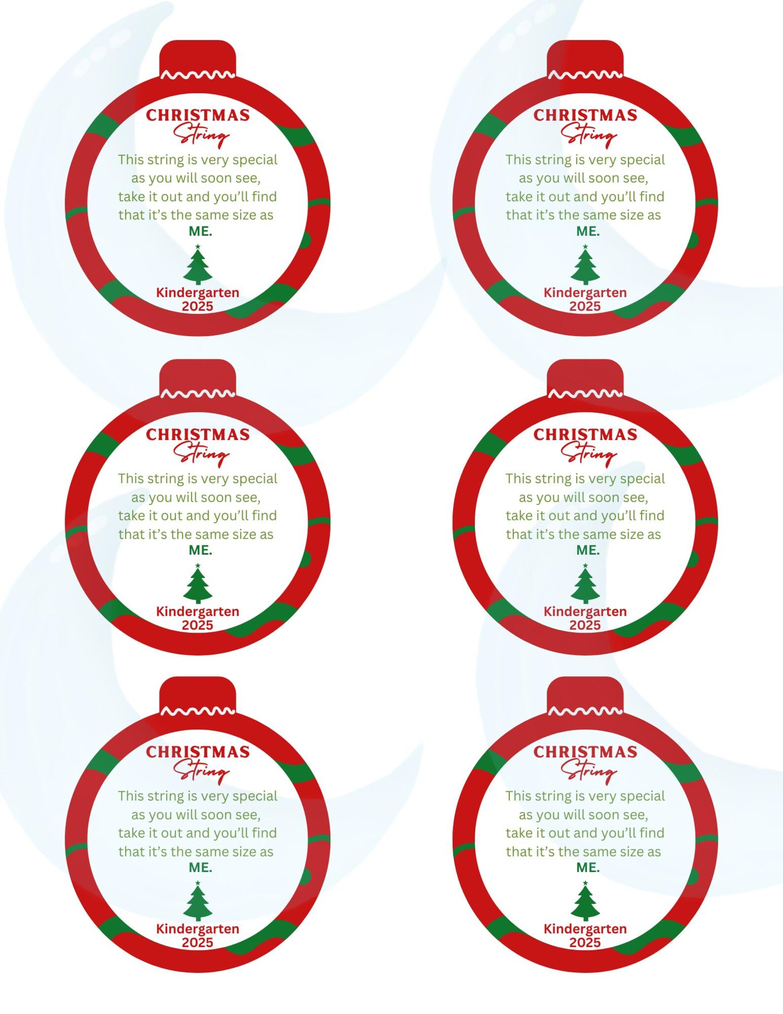 Kindergarten Christmas Ribbon Gift Tag Printable Kids Christmas Ribbon ...