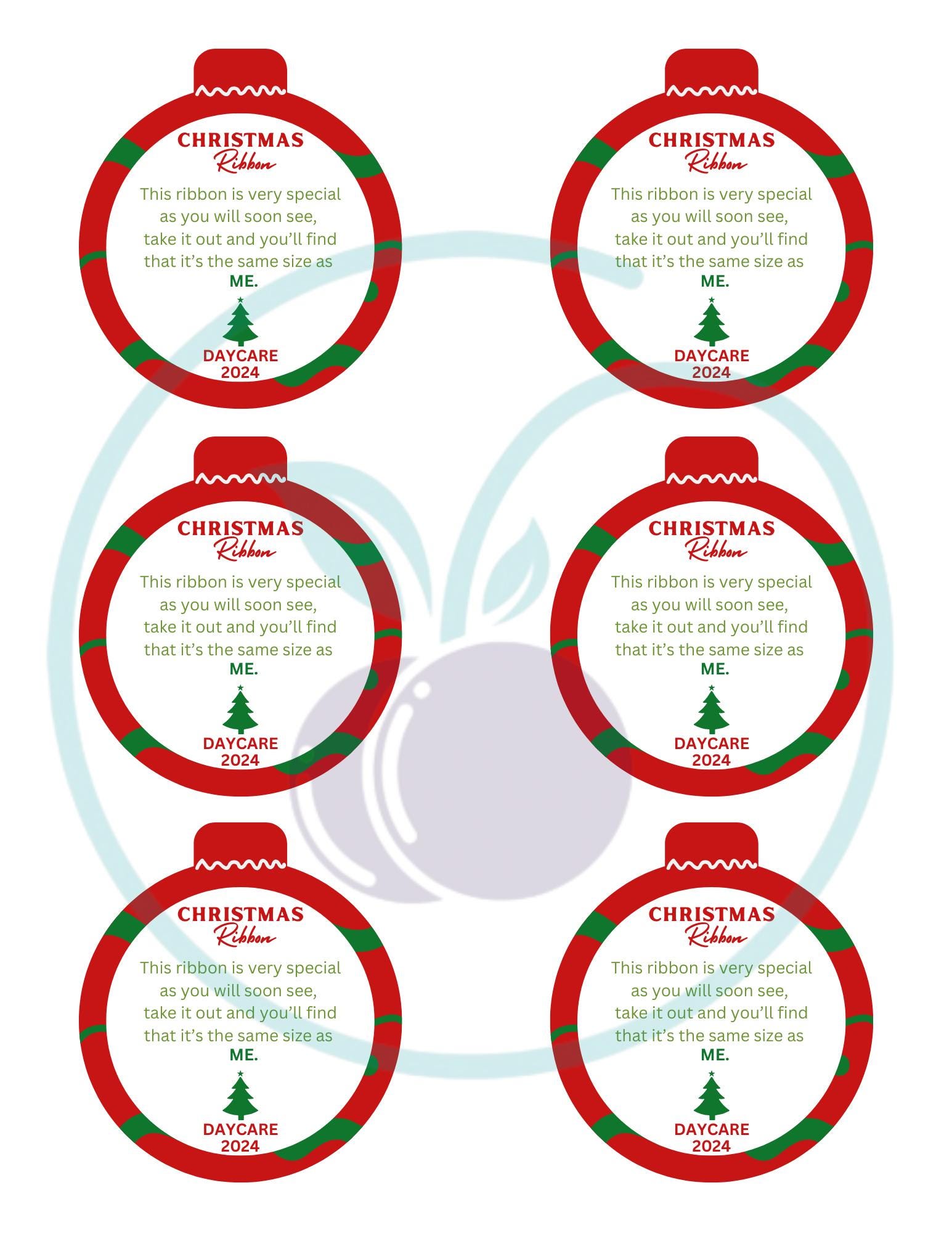 Christmas Ribbon Gift Tag Printable Kids Christmas Ribbon Ornament ...