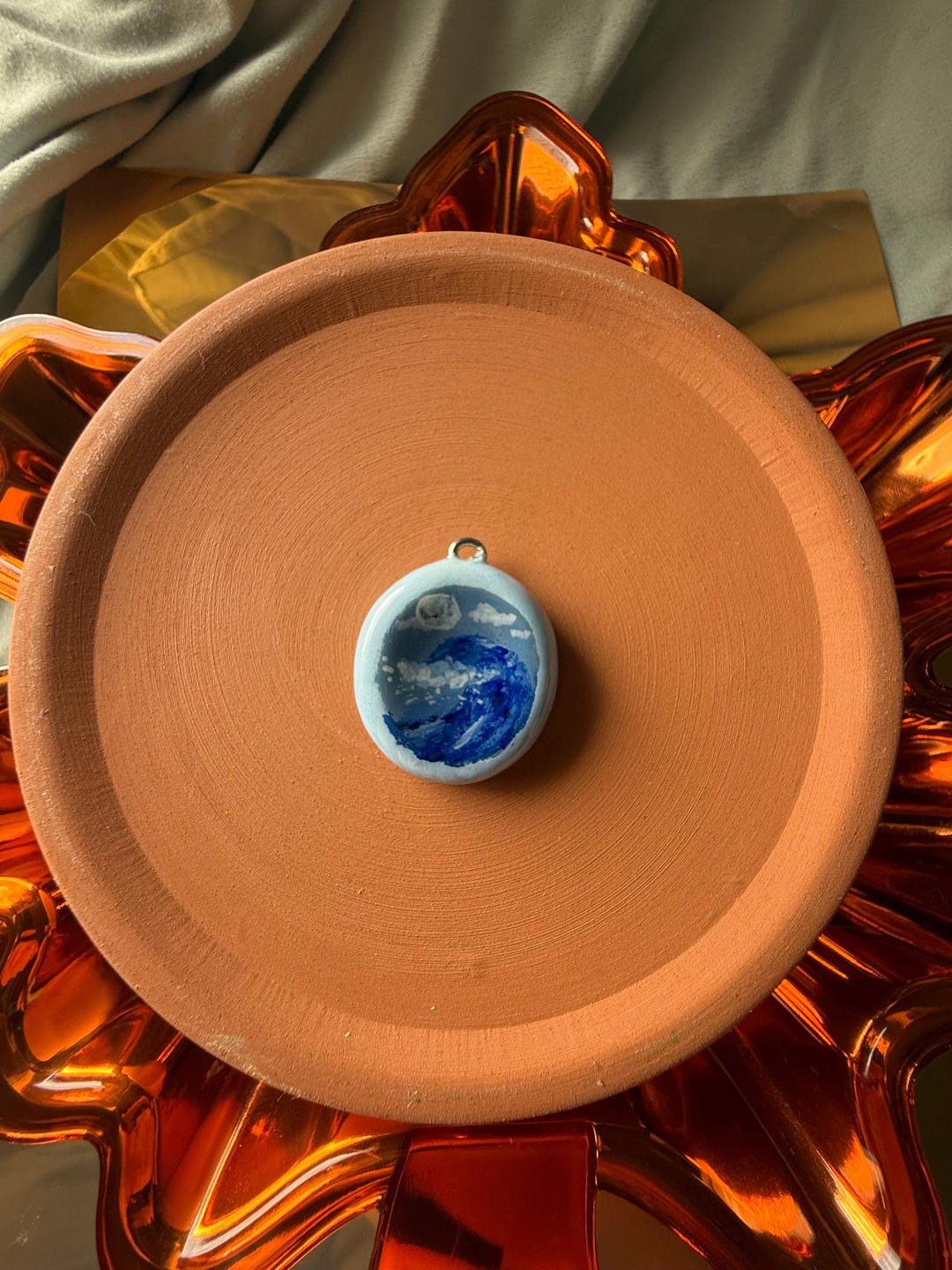 Glow-in-the-dark Seaside Worry Stone: Handmade Polymer Clay Sensory ...