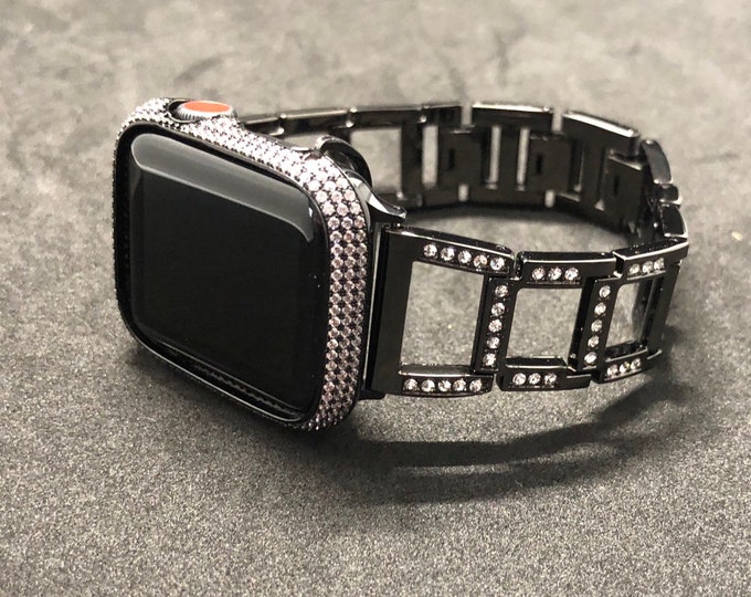 Apple Watch Band Black Womens Rhinestone Crystals CZ's 38mm/40mm 42mm ...