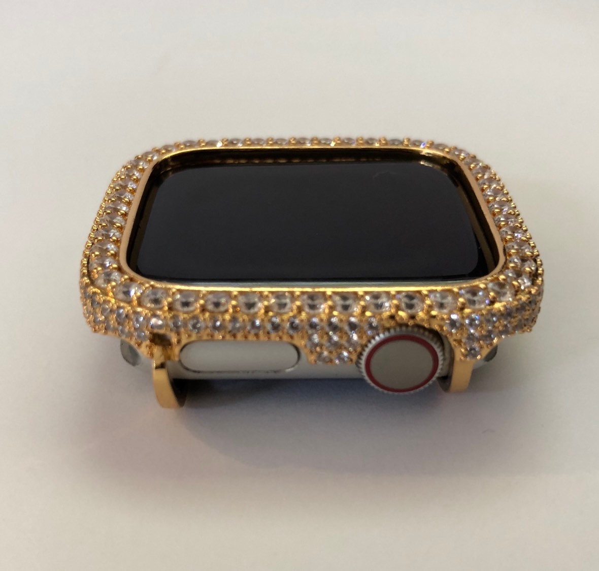 Gold Apple Watch Cover, 2.5mm Lab Diamond Bezel Metal Case Iwatch Band ...