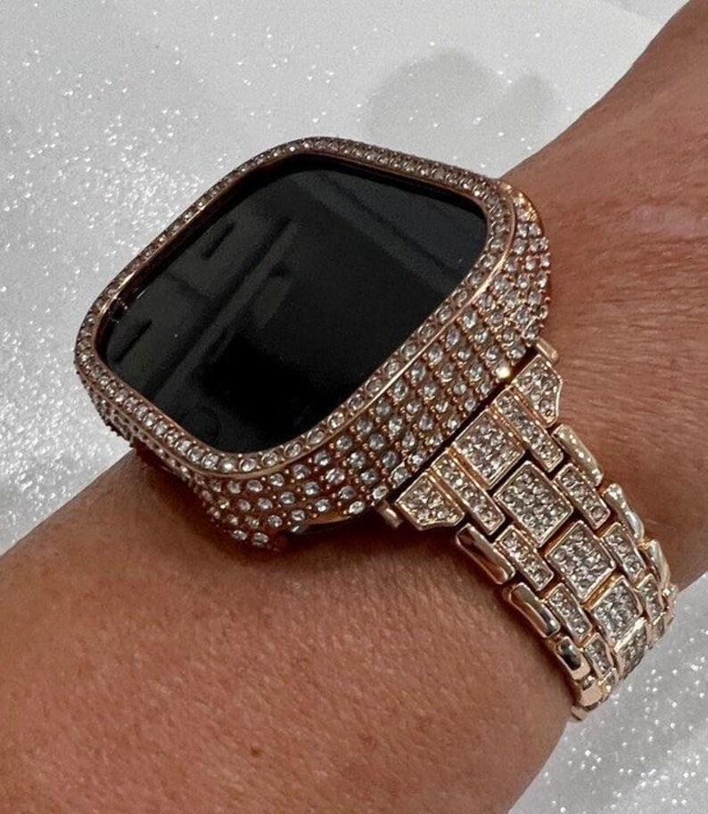 49mm Ultra Apple Watch Band Women Rose Gold Swarovski Crystals & or ...