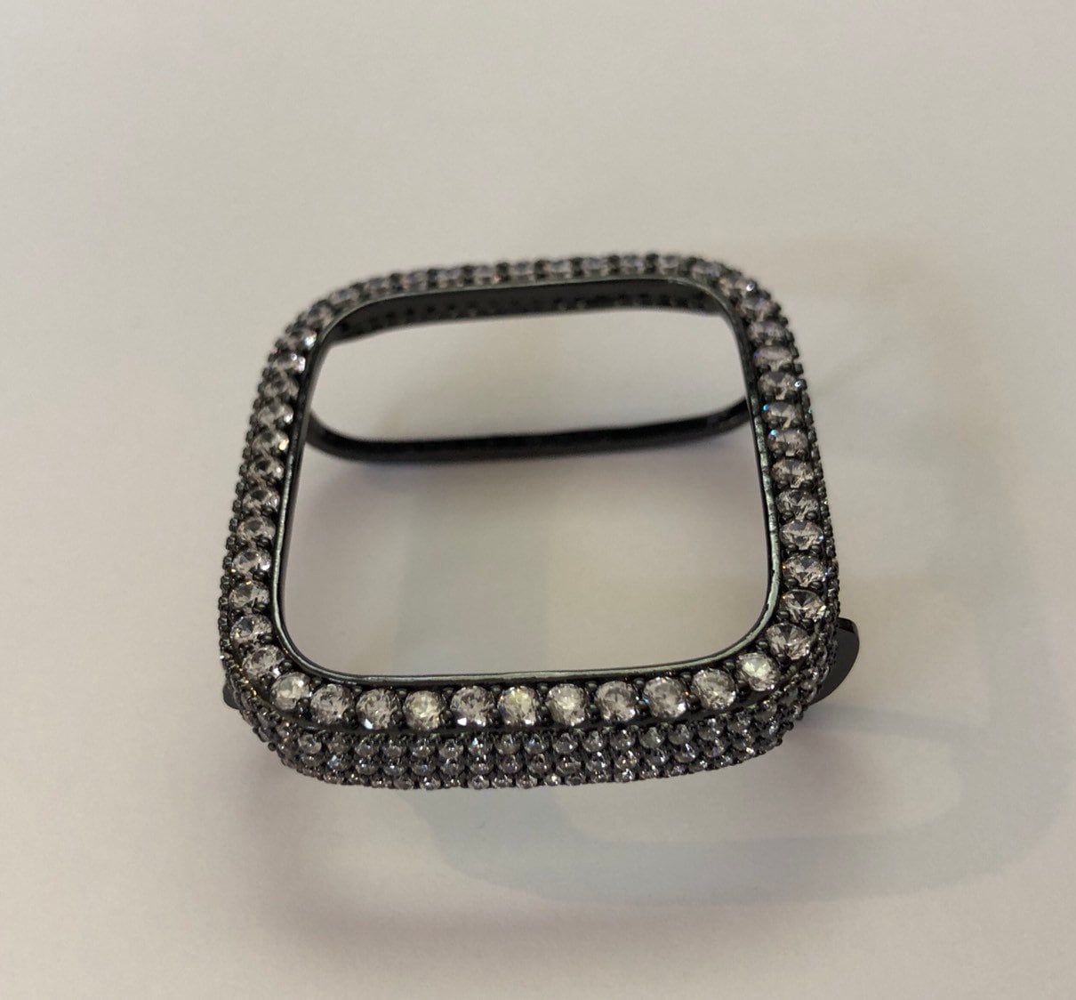 Series 1-8 Apple Watch Bezel Cover Lab Diamond Bumper Black Metal 38mm ...