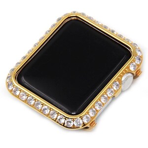 Gold Apple Watch Bezel Bling 38mm-44mm, Lab Diamond 3mm Iwatch Case ...