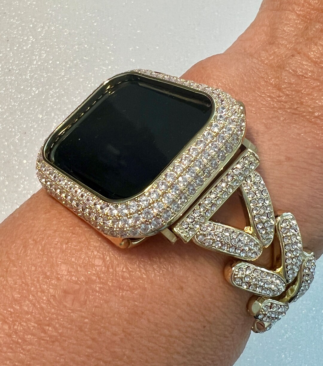 Designer Apple Watch Band Woman Gold Crystal Heart Charm & or Apple ...