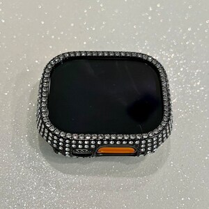 Ultra Apple Watch Cover 49mm Crystals Black Metallic Apple Watch Case ...