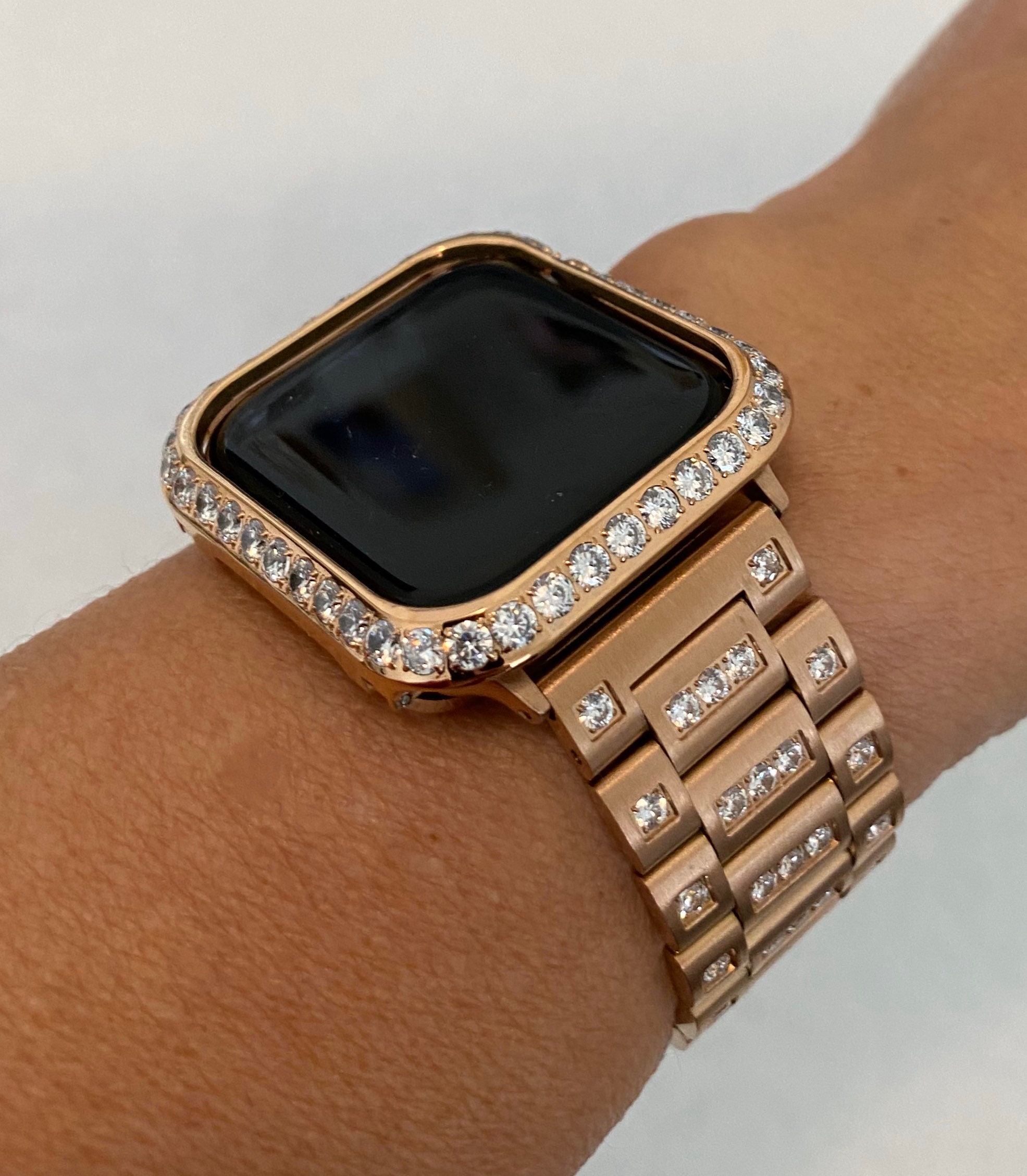 Apple Watch Band Woman 38mm 40mm 42mm 44mm Rose Gold And Or Lab Diamond