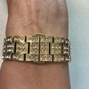Iced Out Mens Apple Watch Band Women Gold Stainless Steel Crystals & or ...