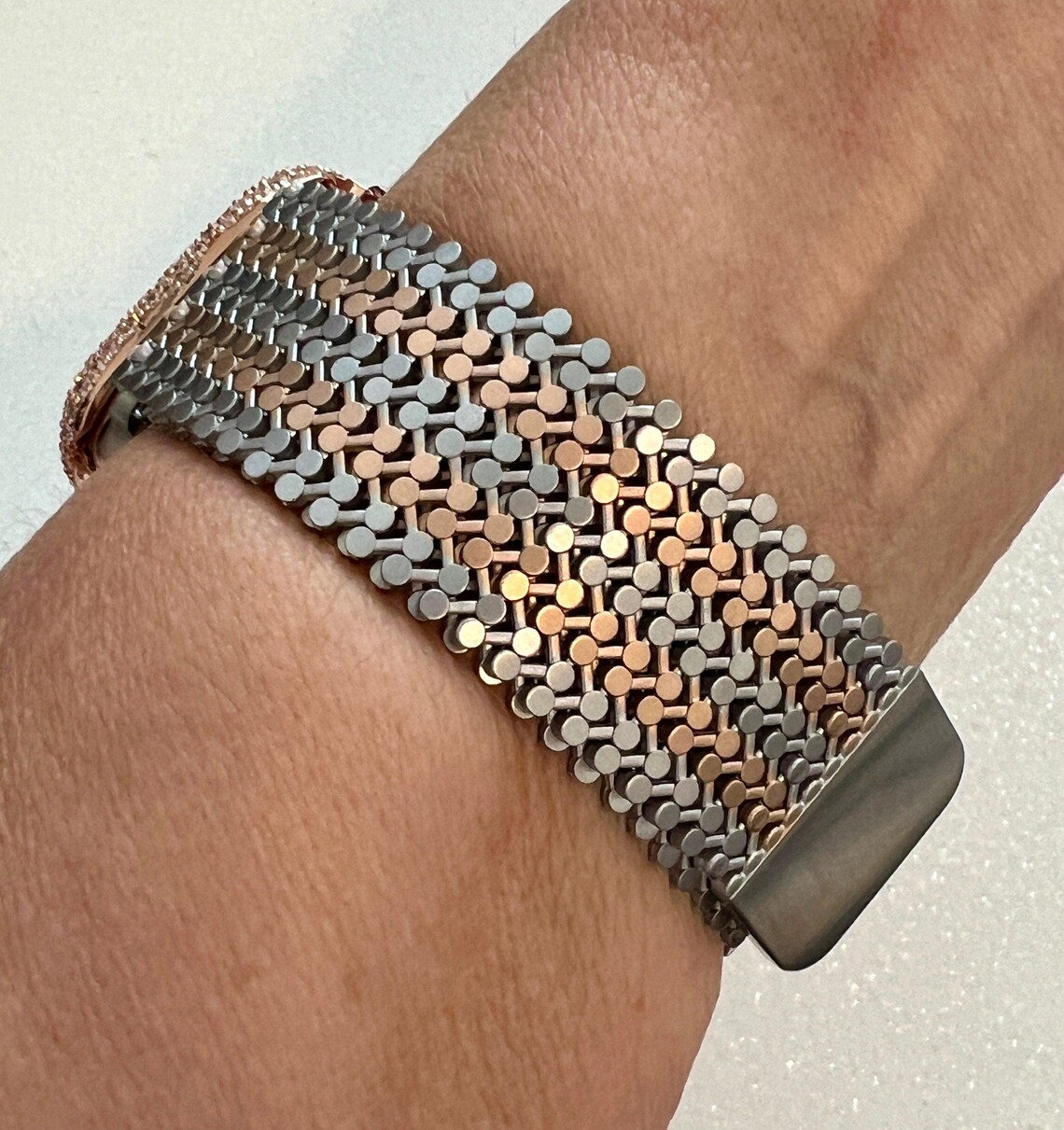 Stainless Steel Milanese Apple Watch Band, Rose Gold -silver Two Tone ...