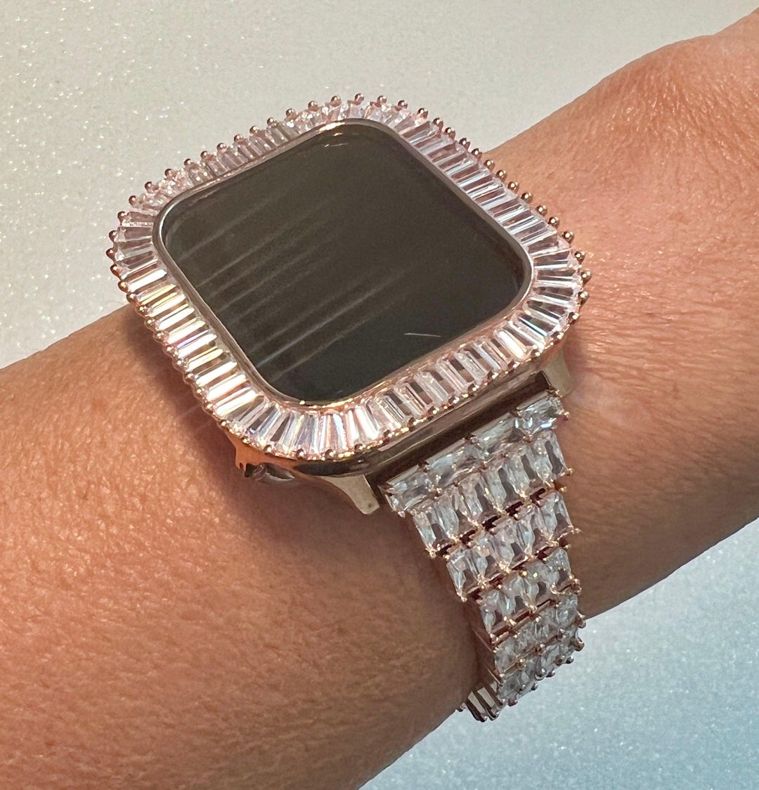 Custom Rose Gold Apple Watch Band Women 41mm 45mm & or Baguette Apple ...