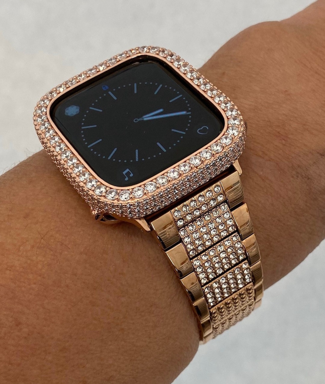 Rose Gold Apple Watch Band Stainless Steel Swarovski Crystal & or Apple ...