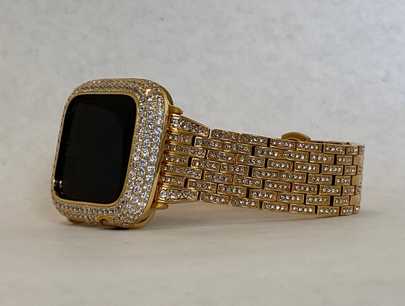 Iced Out Gold Apple Watch Band 38mm 40mm 42mm 44mm and or - Etsy UK