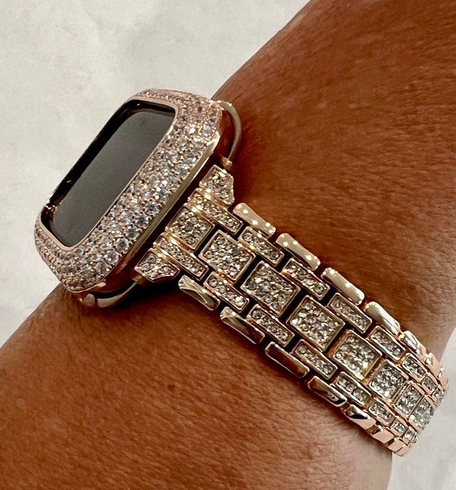 Apple Watch Band Rose Gold Pave Swarovski Crystals & or Lab - Etsy