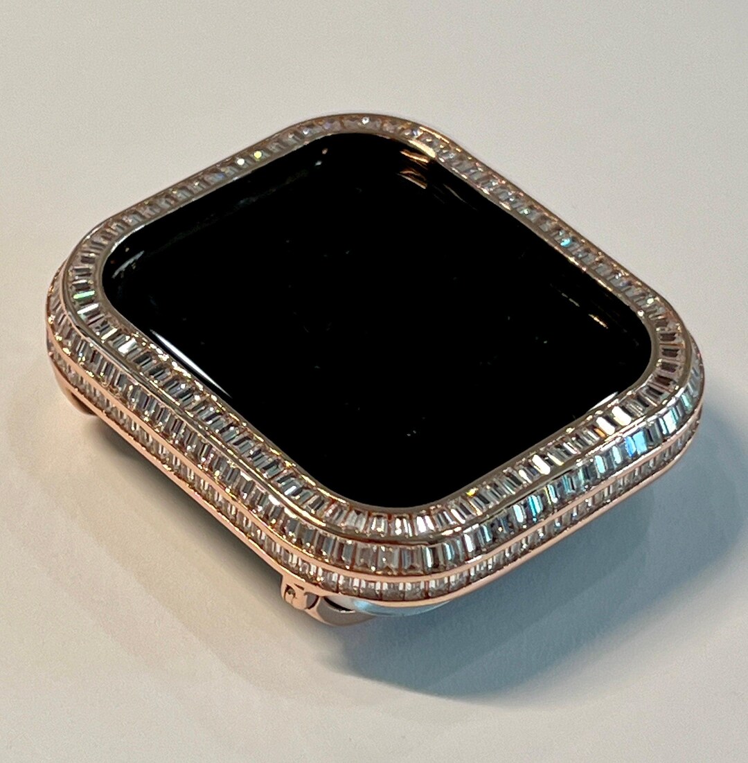 Apple Watch Case 40mm 44mm 3 Rows Lab Diamond Baguettes Apple Watch ...