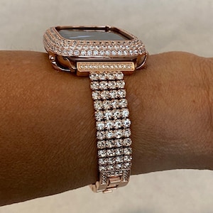 Rose Gold Apple Watch Band Womens Swarovski Crystal iPhone Watch ...
