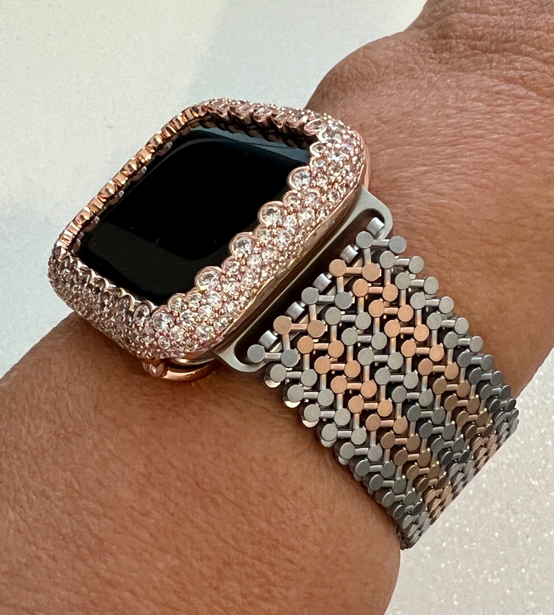Stainless Steel Milanese Apple Watch Band, Rose Gold silver Two Tone ...