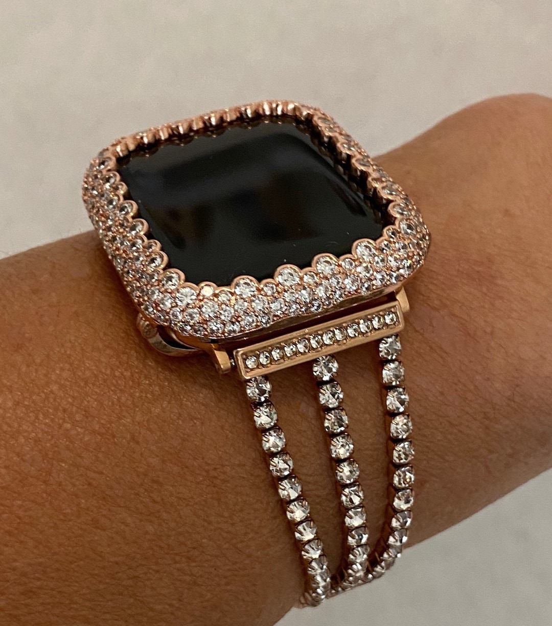Rose Gold Apple Watch Band Bracelet Womens Swarovski Crystal & or Apple ...