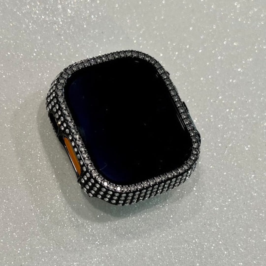 Ultra Apple Watch Cover 49mm Crystals Black Metallic Apple Watch Case ...