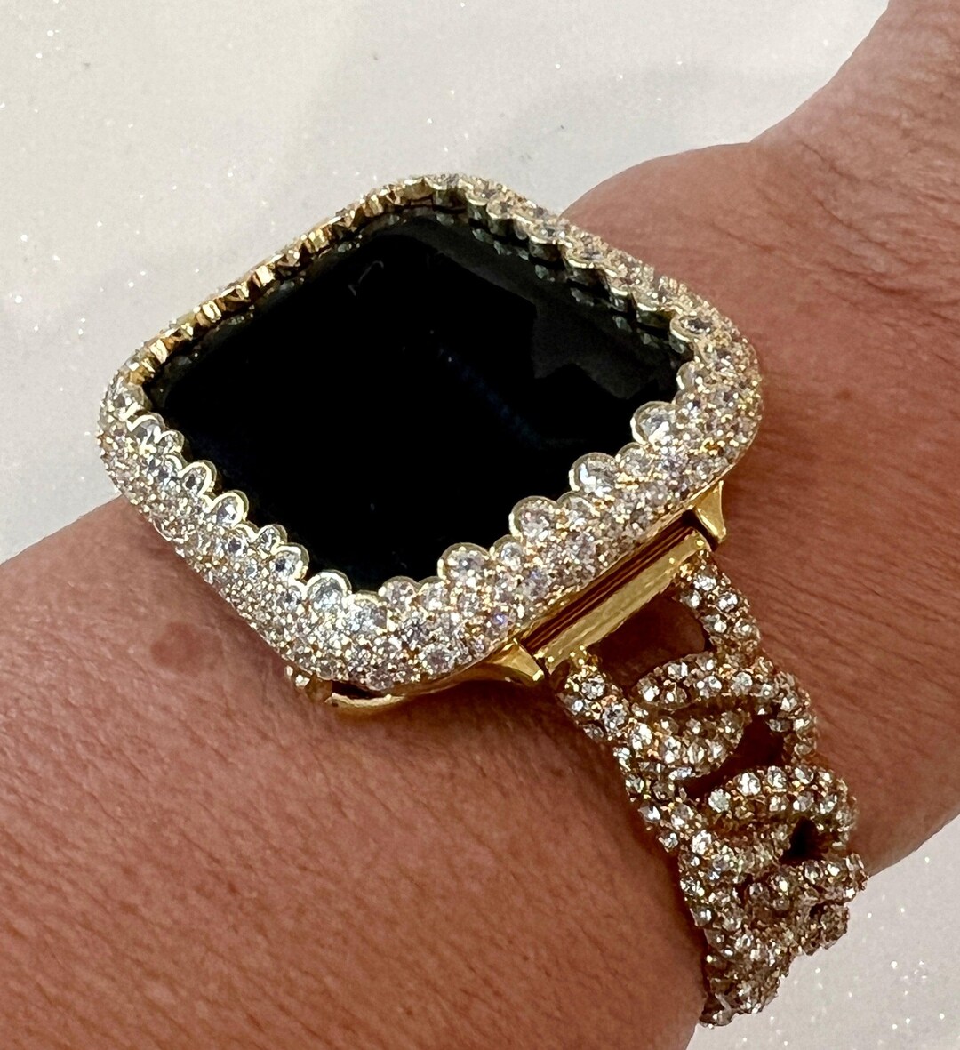 49mm Ultra Apple Watch Band Women Crystals Gold Chain Bracelet & or ...