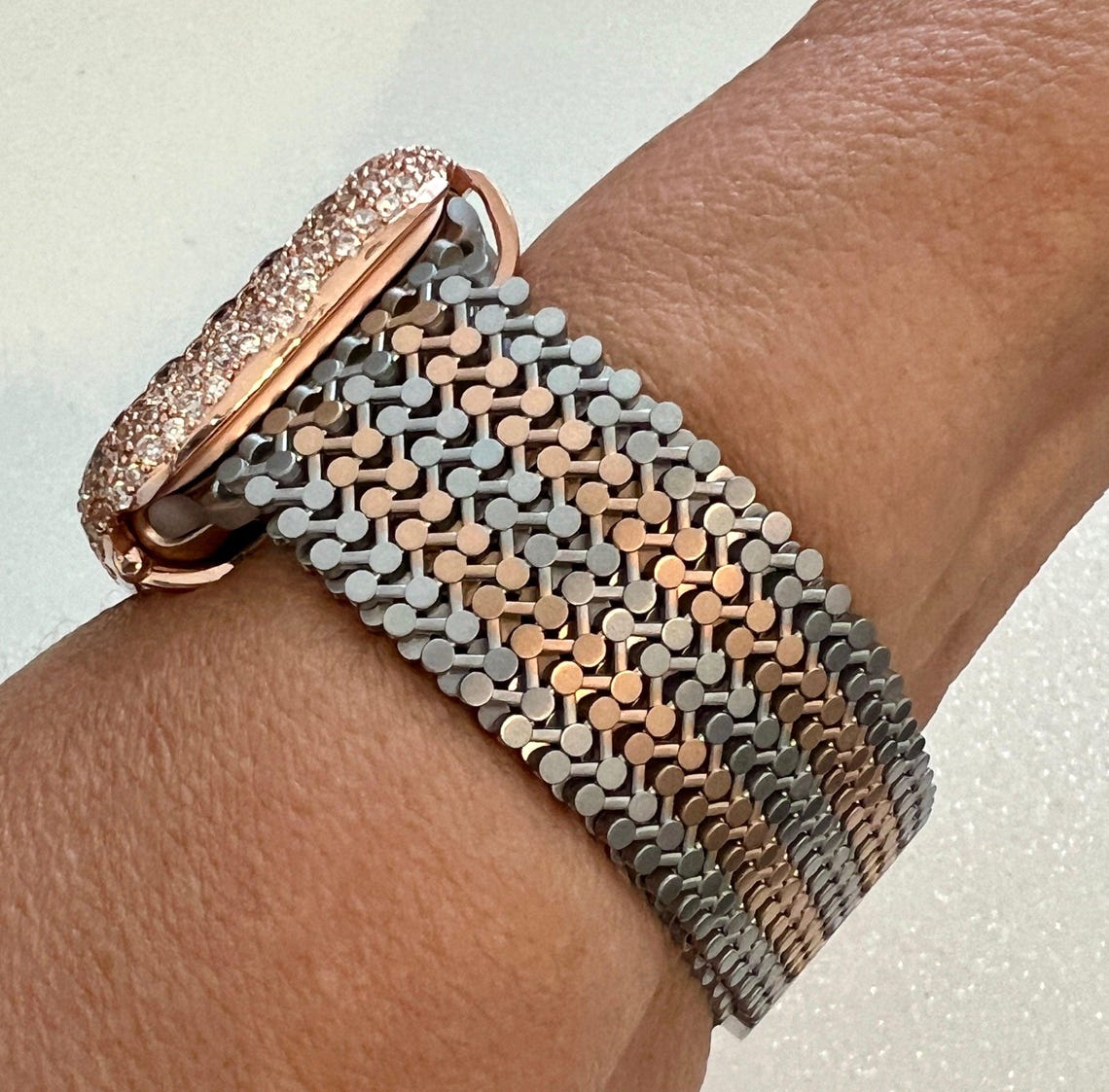 Stainless Steel Milanese Apple Watch Band, Rose Gold -silver Two Tone ...