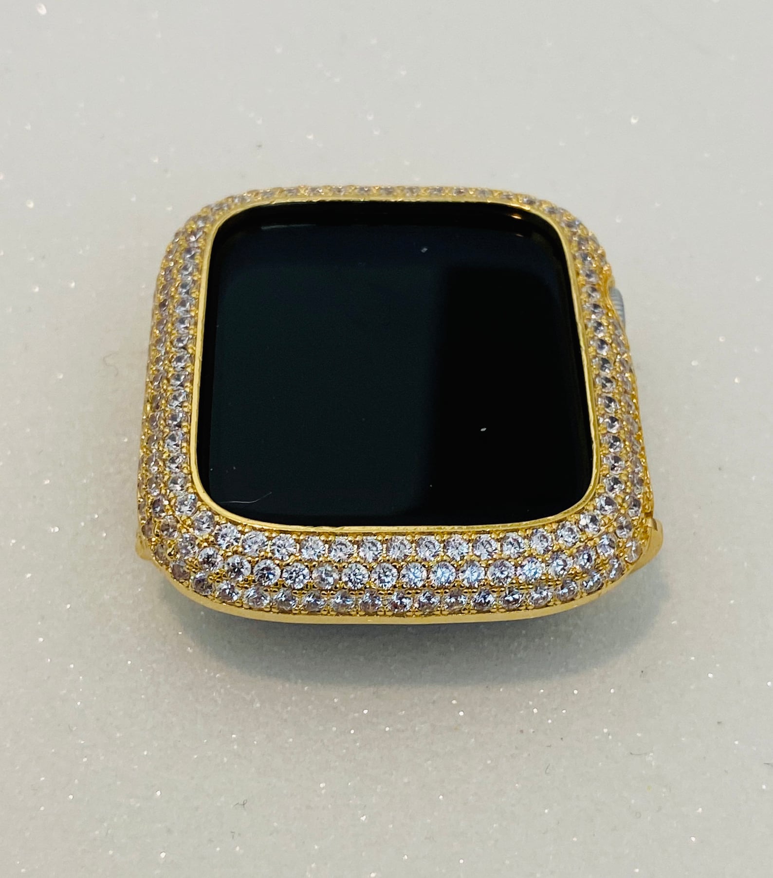 Apple Watch Bezel Cover Gold Metal Pave Lab Diamonds Apple Watch Case ...
