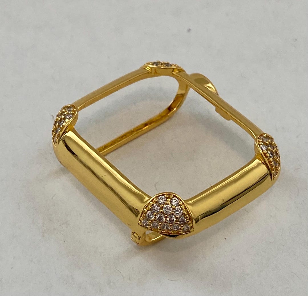 Apple Watch Bezel Cover Yellow Gold With Lab Diamonds Metal Iwatch Case ...
