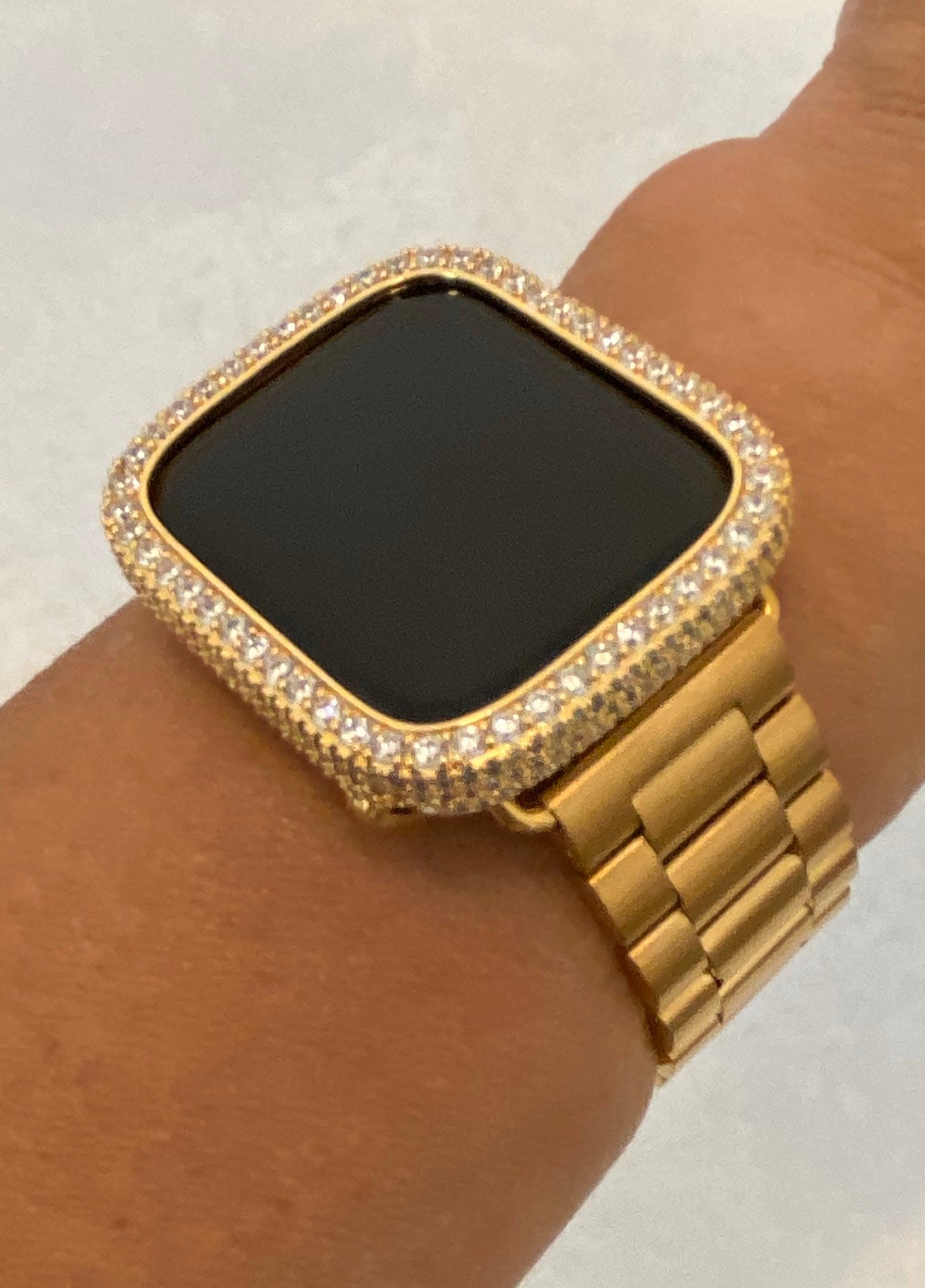 Custom Apple Watch Band Gold Rolex Style 38mm 40mm 41mm 42mm 44mm 45mm