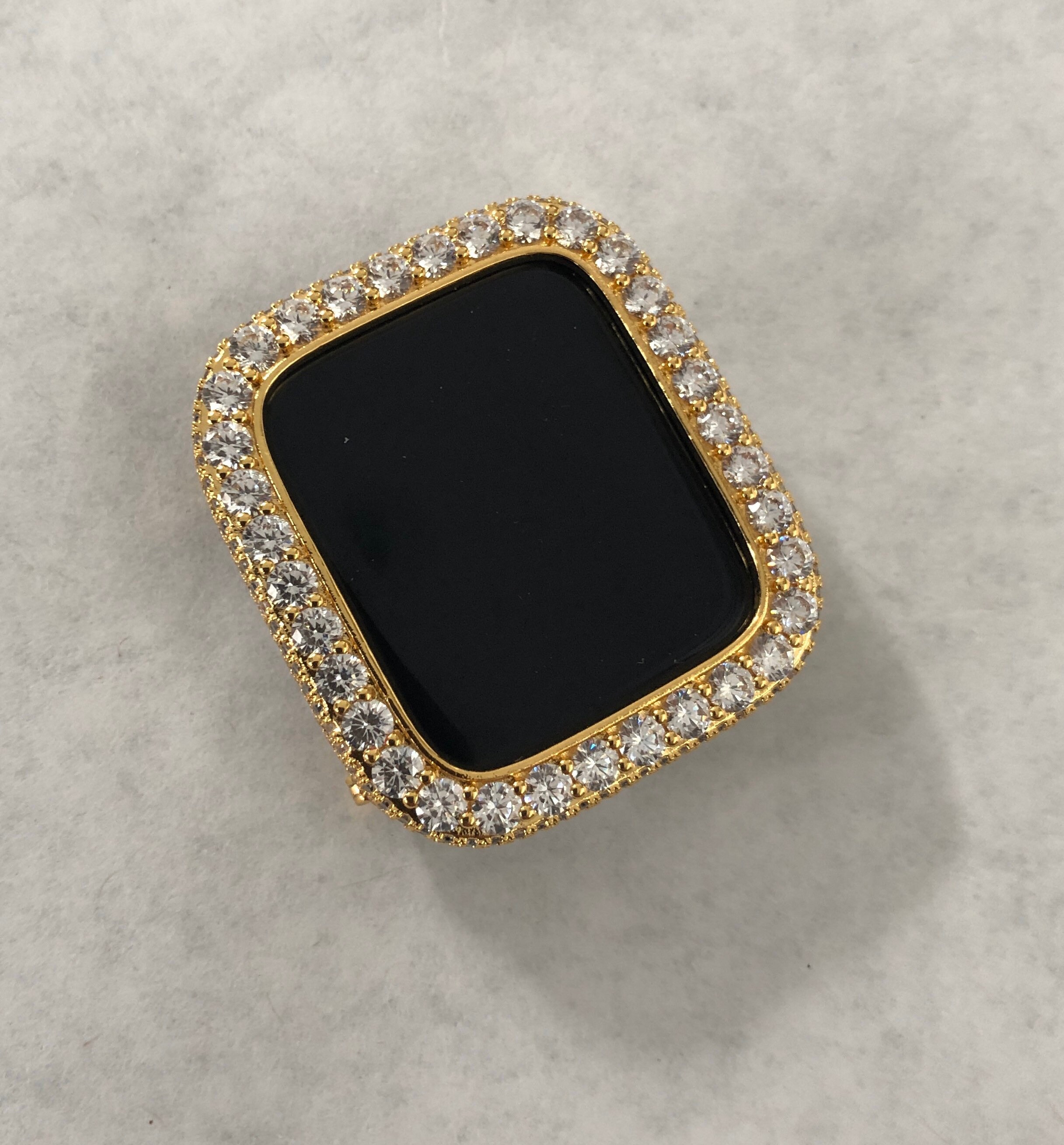 Gold Apple Watch Band Milanese Loop Iced Out Apple Watch Bezel Cover ...
