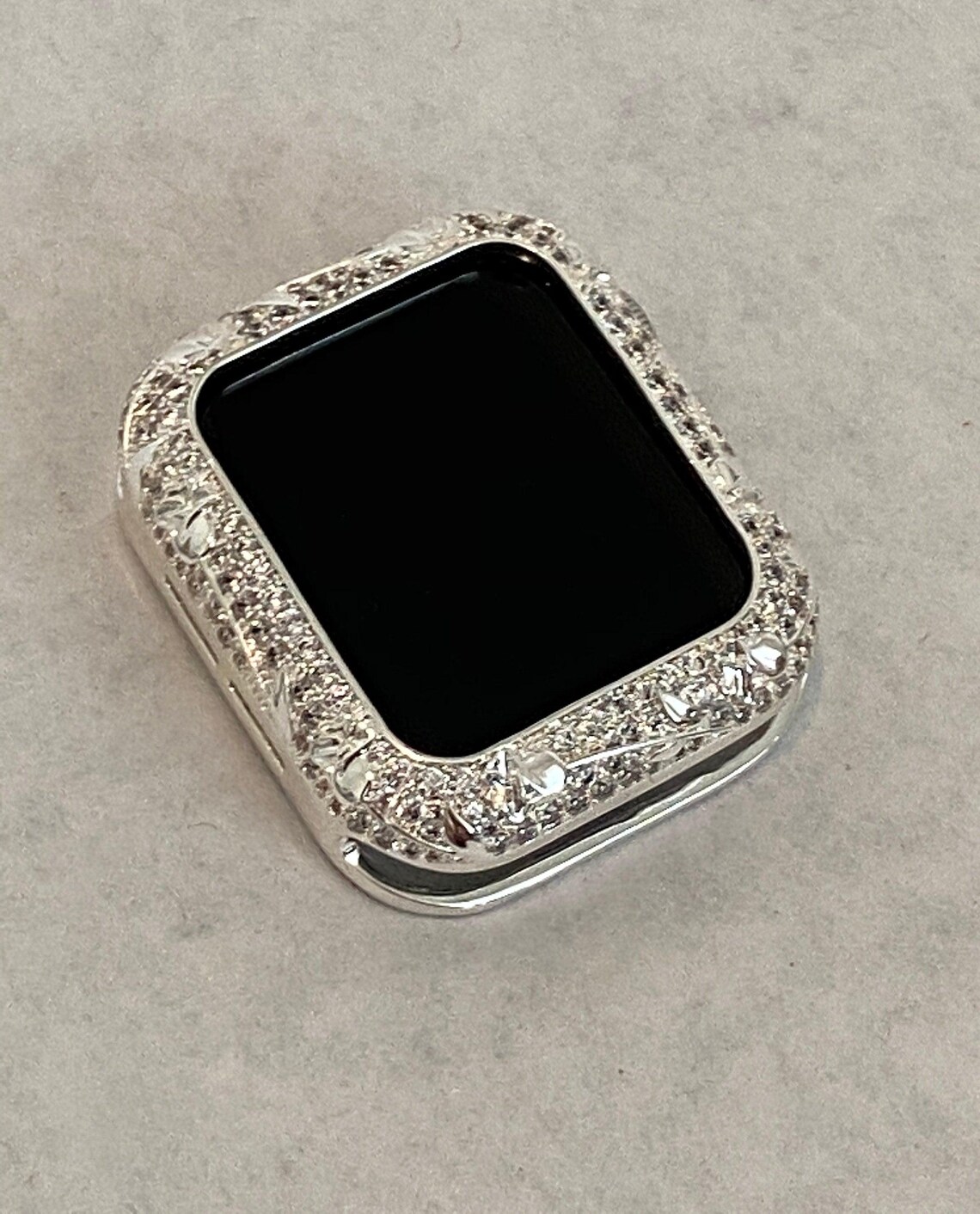 Apple Watch Bezel Cover Silver Cover Floral Design Swarovski Crystal ...