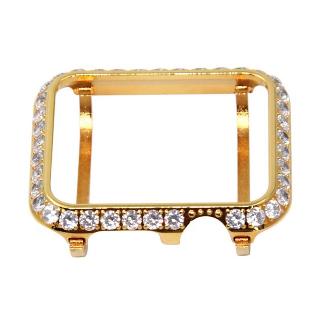 Gold Apple Watch Bezel Bling 38mm-44mm, Lab Diamond 3mm Iwatch Case ...