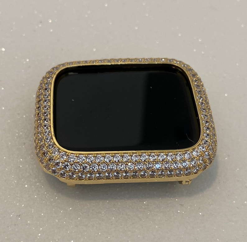 Custom Gold Apple Watch Case Lab Diamond Bezel 38-49mm Ultra Apple ...