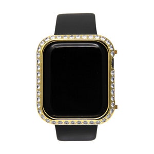 Gold Apple Watch Bezel Bling 38mm-44mm, Lab Diamond 3mm Iwatch Case ...