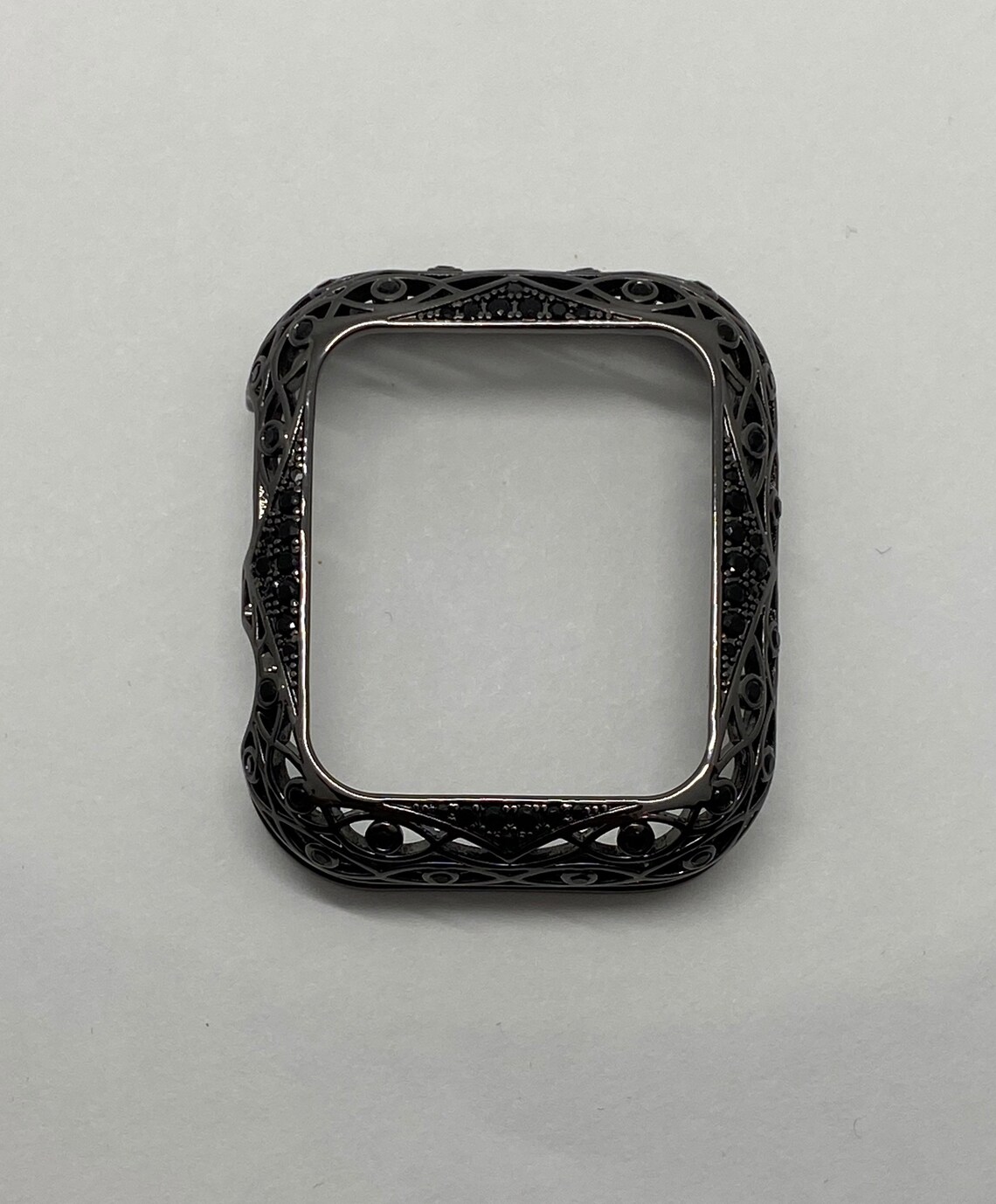 Black on Black Apple Watch Bezel Cover CZ Metal Cover Lace | Etsy