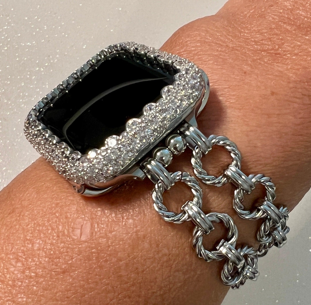 Silver Chain Apple Watch Band Stainless Steel, iPhone Watch Bracelet ...