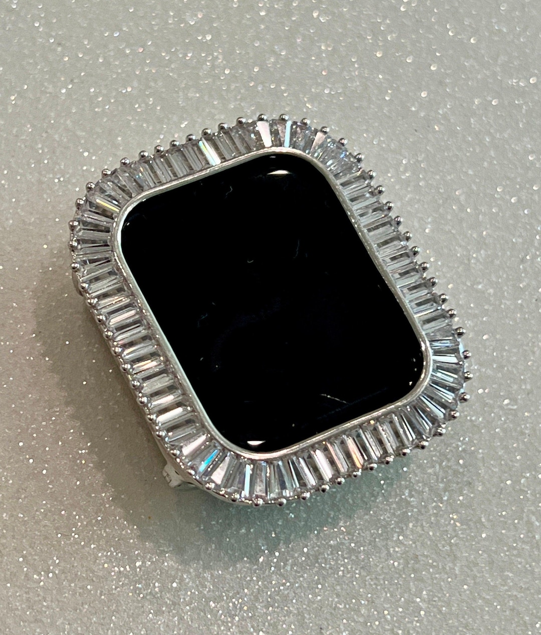 Series 9 Apple Watch Case 41mm 45mm Large Baguettes Lab Diamond Bezel ...
