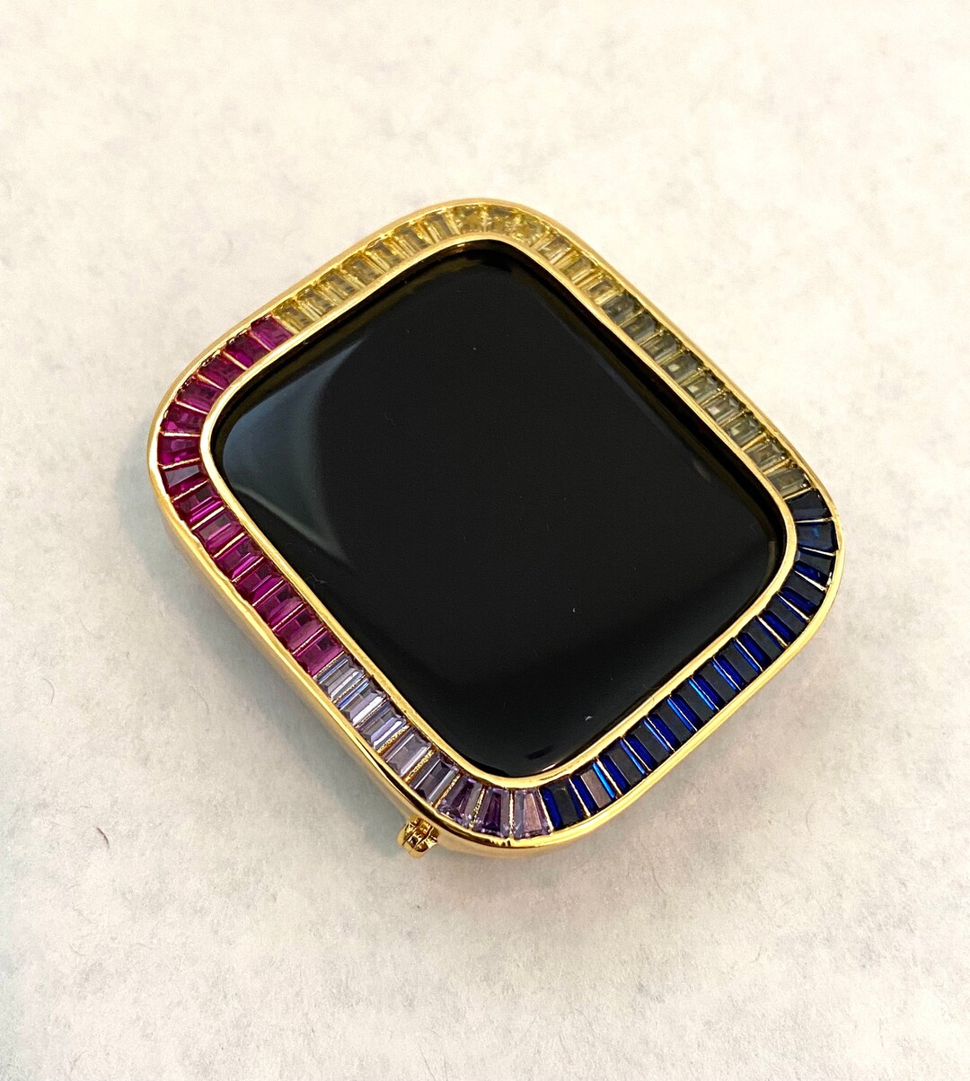 Rainbow Apple Watch Cover Gold Lab Diamond Bezel 38mm 40mm 41mm 42mm ...