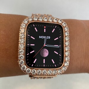 Rose Gold Apple Watch Case 3.5mm Lab Diamond Bezel Apple Watch Cover ...