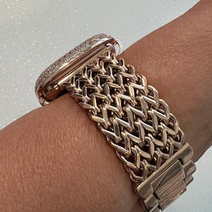 Rose Gold Apple Watch Band Stainless Steel Womens iPhone Watch Bracelet ...