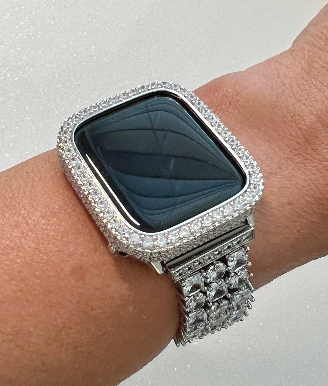 White Gold Apple Watch Band Silver Woman Swarovski Crystal Bracelet ...