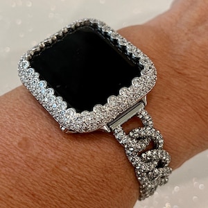 Chain Apple Watch Band Silver Bracelet Swarovski Crystals & or Apple ...