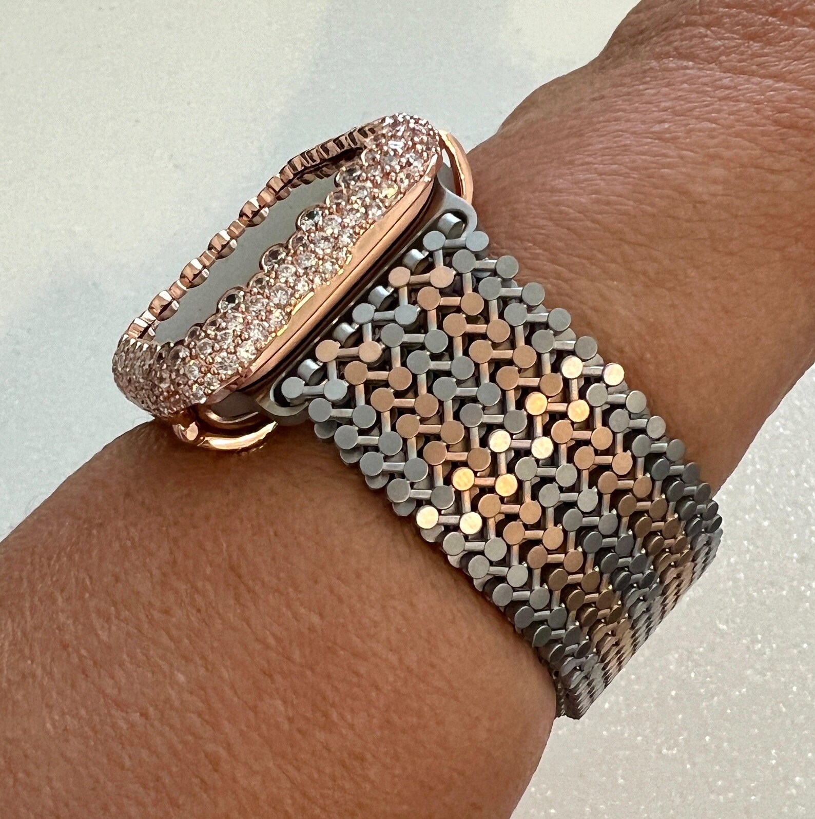 Stainless Steel Milanese Apple Watch Band, Rose Gold -silver Two Tone ...