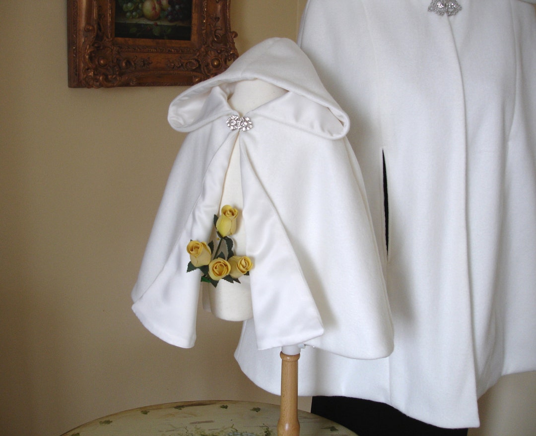 Hooded Flower Girl Bridal Cape Wedding Flowergirl, First Communion Cape ...