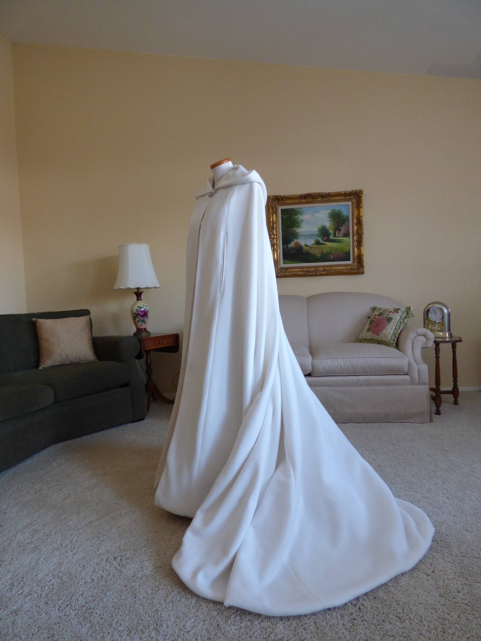 Long Bridal Cape With Train Hooded Wedding Cape Bridal Cape | Etsy