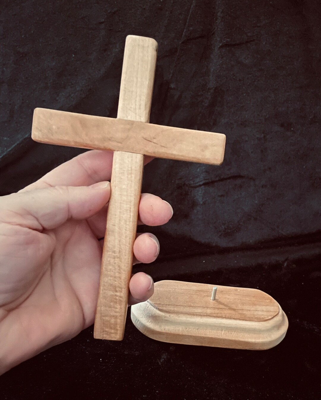Hand Cross/prayer Cross With Stand- HCPCWS - Natural Wood Grain - Etsy