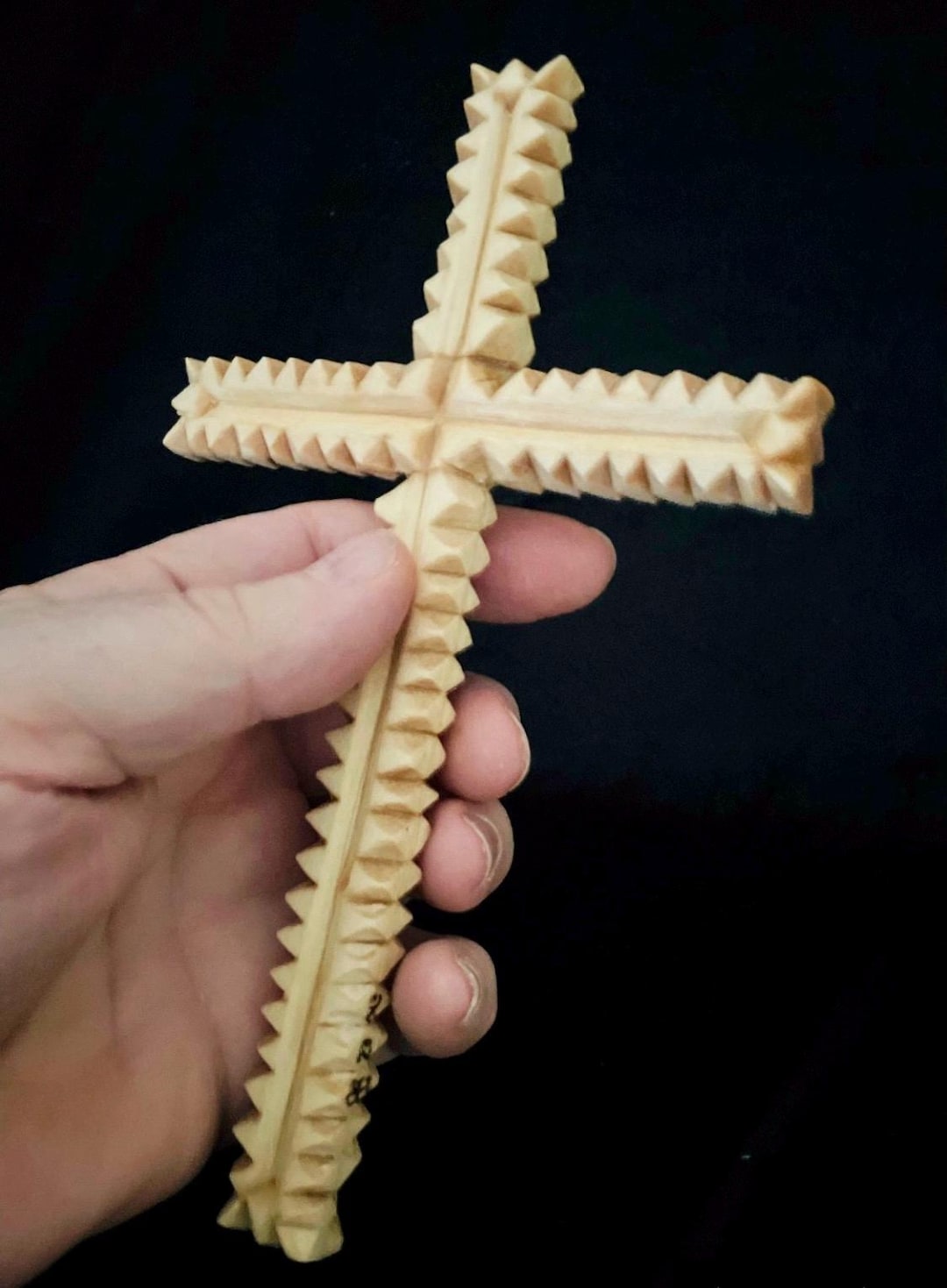 Tramp Art Hand Cross/ Prayer Cross - 23013 - Chip Carved, Natural ...